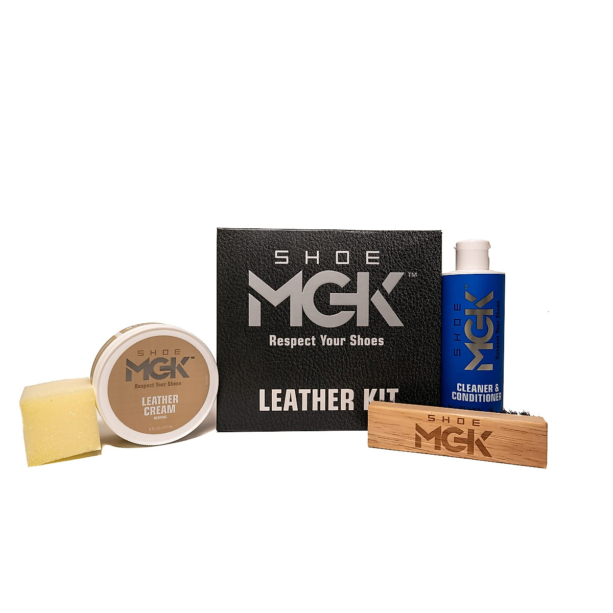 Shoe MGK Leather Care Kit - Conditioner Cream, Shoe Cleaner, Shoe Brush, Shoe Shine Sponge