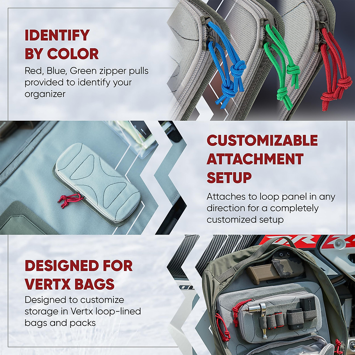 Vertx Pack Zip Pouch Organizer Insert Attachment for Backpack, Bag, Travel, Organization Pouches, Small, 2-Pack