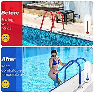 2 Pieces 4 Feet Pool Handrail Cover Blue Hand Railing Cover Zippered Inground Pool Covers Slip Resistant Rail Grip for Swimming Pool Inground Ladder Handles