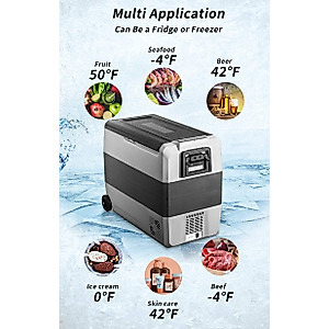 Alpicool T60 Dual Temperature Control Portable Refrigerator 63 Quart Compact Fridge Mini Freezer -12/24V DC and 110-240V AC