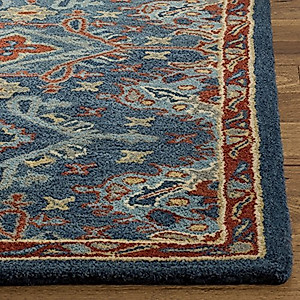 SAFAVIEH Heritage Collection 3' x 5' Blue/Multi HG422M Handmade Traditional Oriental Premium Wool Area Rug