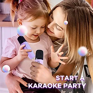 YLL Mini Kids Karaoke Machine with 2 Microphones, Karaoke Gifts for Girls Ages 3, 4, 5, 6, 7, 8, 9, 10, 12 +Year Old, 4-12 Years Old Birthday Toy Easter Gift for Girls Boys (Purple)