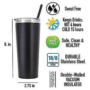 22 oz Nurse Personalized Stainless Steel Tumbler with Custom Stethoscope Vinyl Decal by Avito - Includes Straw and Lid - Nurse RN - Nurse Gift