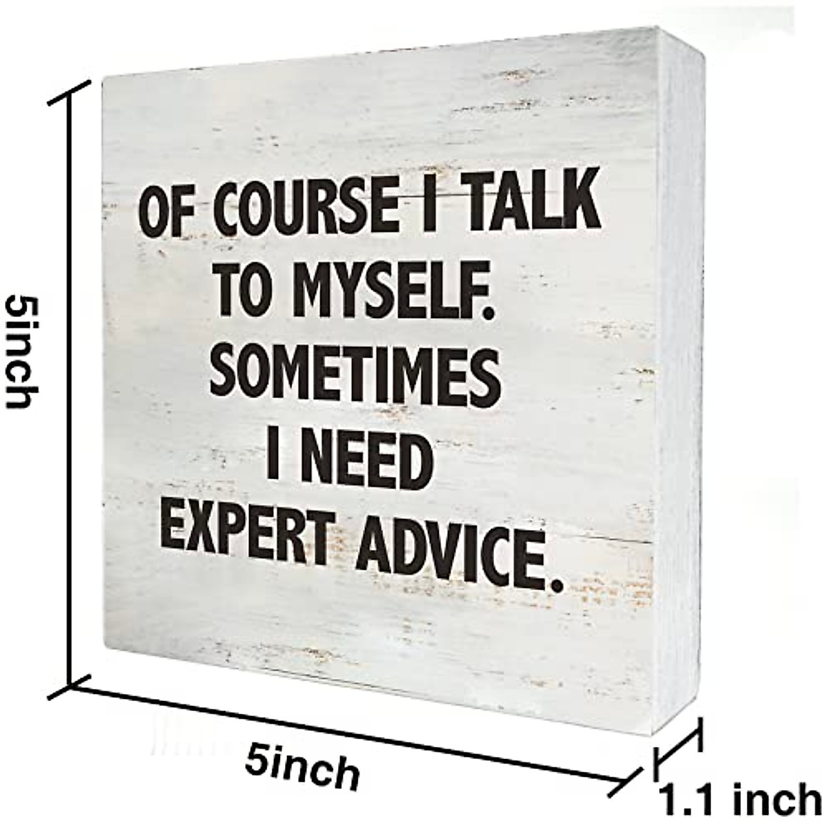 Of Course I Talk to Myself Sometimes I Need Expert Advice Wood Box Sign Rusitc Wooden Box Sign Farmhouse Home Office Desk Shelf Decor (5 X 5 Inch)