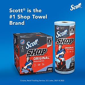 Scott Shop Towels Original (75147), Blue, 55 Sheets/Standard Roll, 12 Rolls/Case, 660 Towels/Case