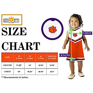Little King NCAA Toddler/Youth Girls Team Cheer Jumper Dress-Clemson-4T