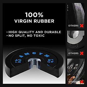 AMGYM Bumper Plates, 2-inch Bumper Plate, Color Coded Olympic Gym Weights with Steel Hub, Set with High Density Rubber (100 LB 2x15+2x35LB)