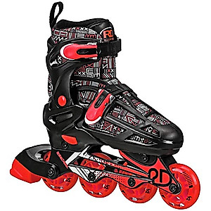 Roller Derby Caspian Boys Adjustable Inline-Quad Combo Skates - RED/Black Size 12-2