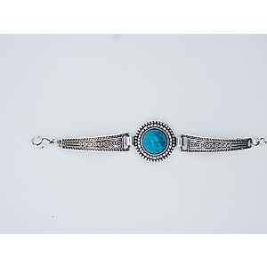 ZIVEMOT Western National Style Vintage Turquoise Bracelet Silver Turquoise Bangle Western Jewelry for Women