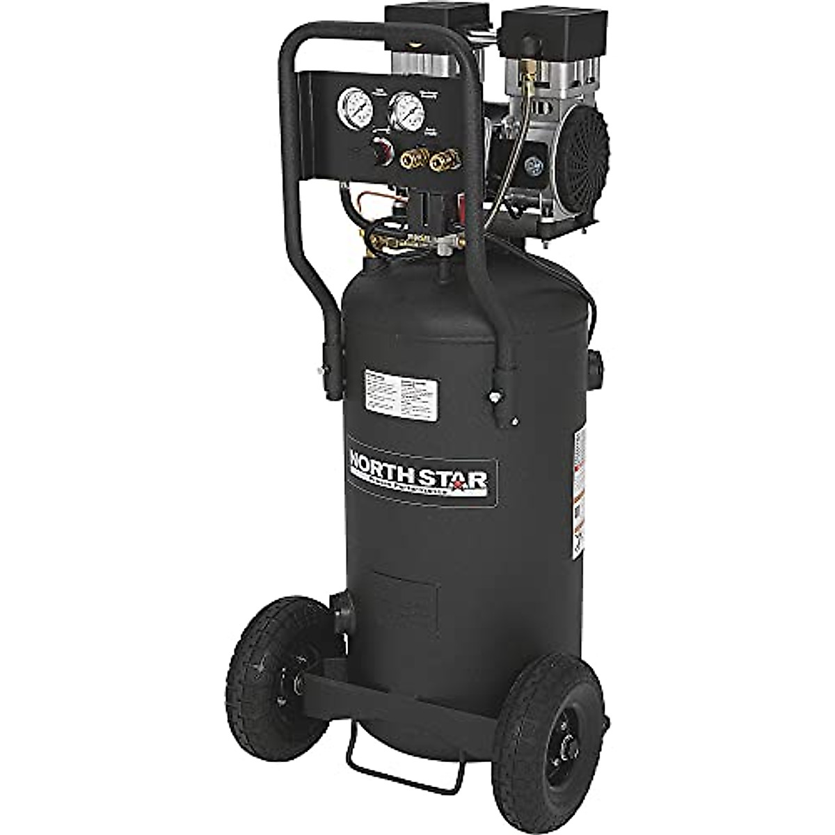 NorthStar Portable Electric Air Compressor - 2 HP, 20-Gallon Vertical Tank, Super-Quiet Operation, Oil-Free Pump, 5.4 CFM @ 90 PSI