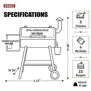 Z GRILLS Wood Pellet Smoker with Upgraded PID Controller, 8 in 1 BBQ Grill, 553 sq in Cooking Area & Camp Chef Competition Blend BBQ Pellets, Hardwood Pellets for Grill, Smoke, Bake, Roast