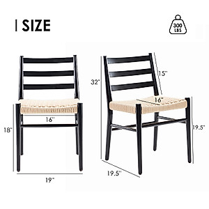 STARY Wood Rattan Dining Room Chairs with Comfortable Woven Seat,Fully-Assembled