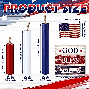 5 Pieces July 4th Patriotic Tiered Tray Decor Independence Day Wood Signs Tiered Tray Decor 4th of July Patriotic Mini Wood Book Stack Farmhouse Rustic God Bless America Decorations