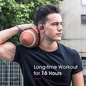 Bluetooth Headphones V5.0, Flame Running Headphones w/16 Hrs Playtime, Bass+ HD Stereo Wireless Sports Earphones w/IPX7 Waterproof Earbuds in Ear for Workout, Gym w/CVC6.0 Noise Cancelling Mic Red