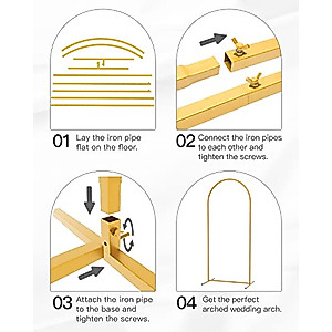 Wedding Arch Backdrop Stand,Gold Metal Door Arched Backdrop Frame Arches Backdrop Stand for Wedding Birthday Graduation Anniversary Celebration Opening Ceremony(5x2FT)