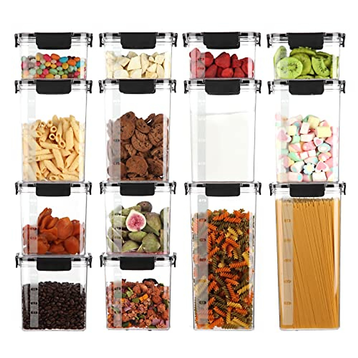 Airtight Food Storage Container Set, 15 Pack Cereal Containers Plastic Food Canisters with Lids, BPA Free,for Pantry Organization Flour Sugar Storage, Marker and Labels