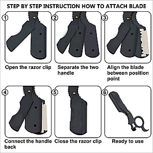 Professional Straight Razors For Men, Barber Razors Straight Edge Razor Kit For Close Shaving - Beard Cut Throat Finger Razor Safety Shavette With 10 Shaving Blades By Krisp Beauty (Black)