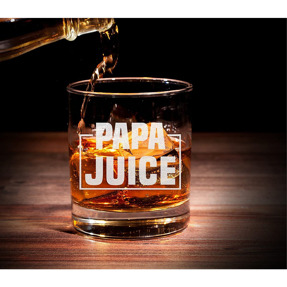 NeeNoNex Papa Juice Whiskey Glass - Funny Birthday Retirement Fathers Day Gift for Grandpa Papa