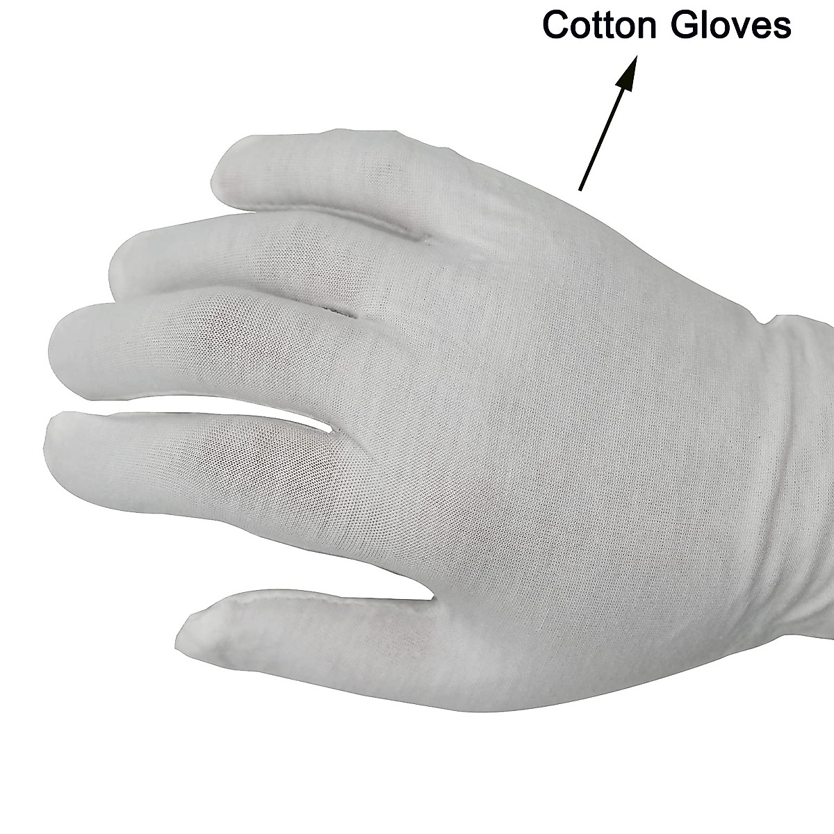 Maydahui 12 Pair White Cotton Gloves 9 inch Extra Large Size for Cosmetic Moisturizing Coin Jewelry Inspection Performance Driving Watch Repair Work Lining