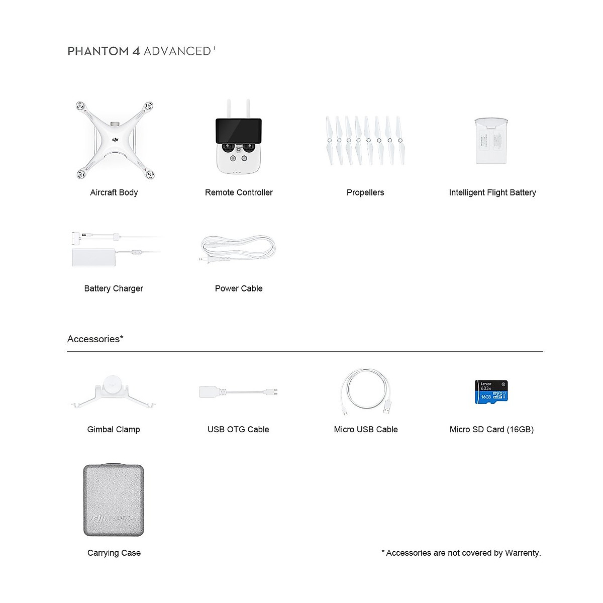 DJI Phantom 4 Advanced+ (Plus) Drone Quadcopter 4K camera Built-in LCD on Remote