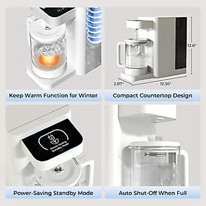 Reinmoson 8 Stage Reverse Osmosis System Countertop with 𝟰 𝗛𝗼𝘁 𝗪𝗮𝘁𝗲𝗿 𝗦𝗲𝘁𝘁𝗶𝗻𝗴𝘀, NSF Certified TDS Reduction, 4:1 Pure to Drain Portable Reverse Osmosis Water Filter Countertop