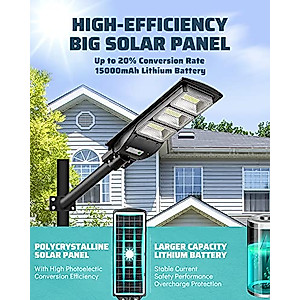 Lovus 2000W Solar LED Street Light, 60000LM Solar Security Flood Light Outdoor with Motion Sensor and Dusk to Dawn for Parking Lot, IP65 Waterproof, Wall or Pole Mount