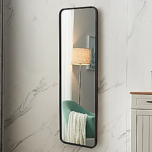OBIOZZ Floor Mirror, Full Body Mirror Full Length Mirror Standing 64.5 Inch High Black Frame with Floor Stand Wrought Iron Full-Length Mirror Dressing Mirror for Bedroom Living Room