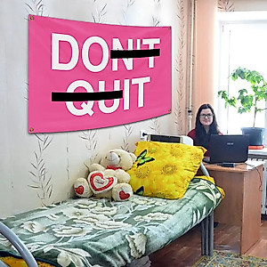 Don't Quit Flag Motivational Fitness Gym Pink Flag Banner for Lady Banner 3×5FT Pub Club College Dorm Room Wall Bedroom Living Room Decoration with 4 Brass Grommets