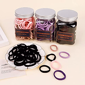 Hair Ties - Thick Seamless Cotton Hair Bands for Women Ponytail Holders Hair Ties for Thick Hair No Crease Damage (100&Black)