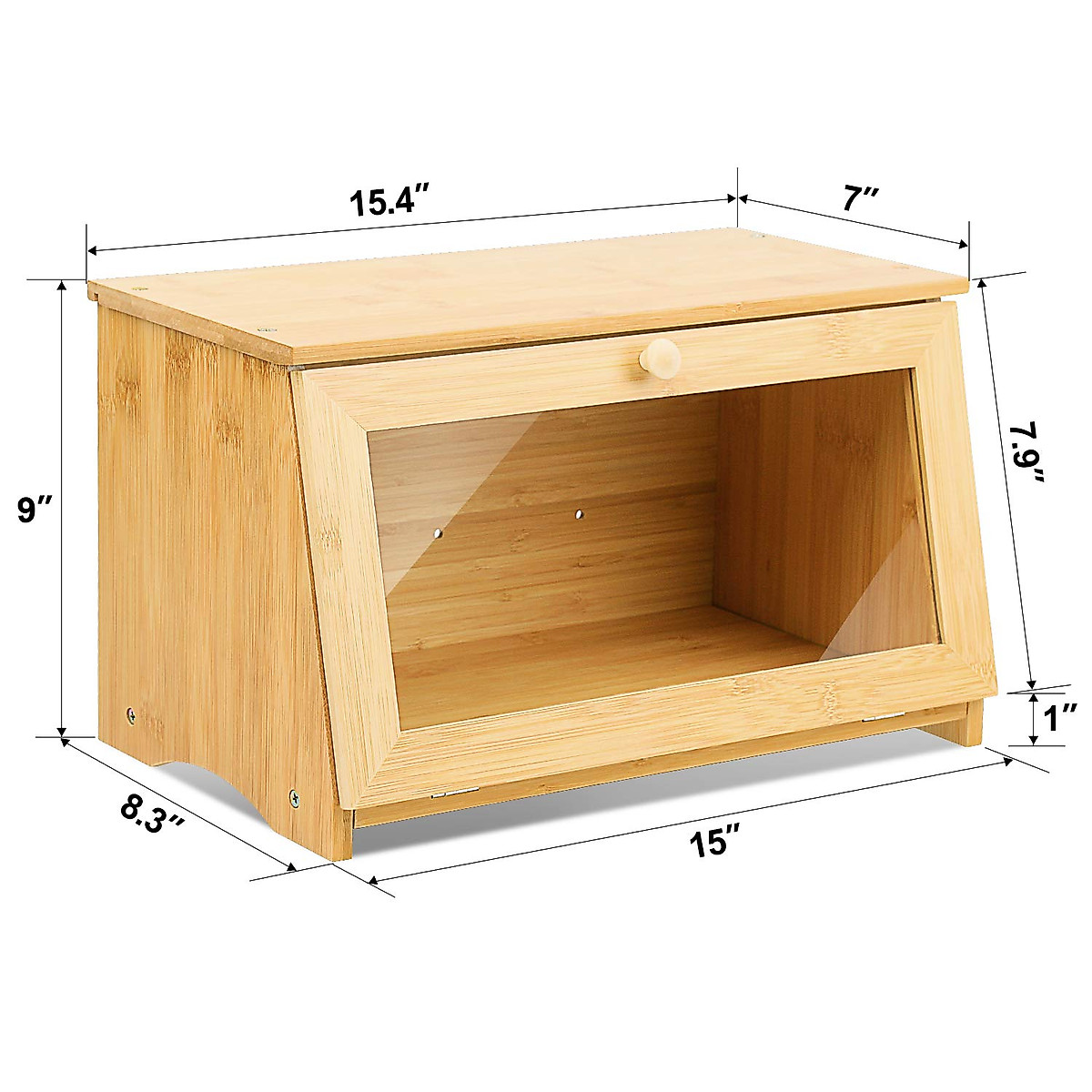 HOMEKOKO Wood Bread Box for Kitchen Counter, Single Layer Bamboo Large Capacity Food Storage Bin (NATURAL)