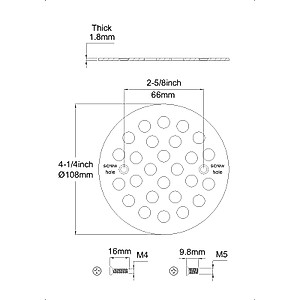Poyde 4-1/4 Inch Screw-in Round Floor Drain Cover Replacement Shower Drainer Grates (Black)