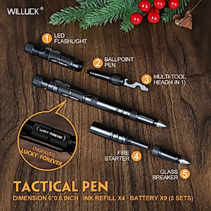 Gifts for Men Him Dad,Tactical Pen,Christmas Stocking Stuffers for Men,Groomsman Gifts,Valentines Day Anniversary Birthday Gifts for Husband,Father's Day Gifts for Dad