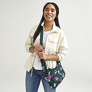 Vera Bradley Women's Recycled Lighten Up Reactive Crossbody Sling Purse, Fresh-Cut Bouquet, One Size