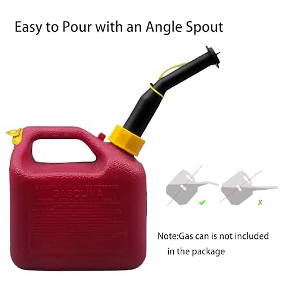 Gas Can Spout Replacement Universal Kit Leakproof Angle Nozzles Gasket Filter Screen Vent Cap Drill Bit for Old Style Gas Can Compatible with Midwest Blitz Gott Rubbermaind Essence Scepter (4black)