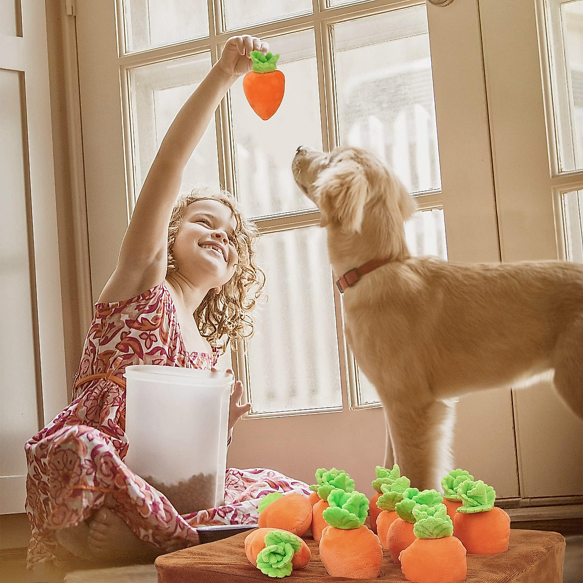 laetipet Interactive Dog Toys Carrot Farm, Enrichment Dog Snuffle Puzzle Toys, Hide and Seek Dog Toys for Small, Medium, Large Dogs Aggressive Chewers, Pet Stress Relief for All Breeds