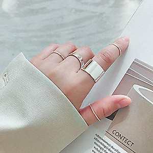 SILBERTALE 14mm Wide 925 Sterling Silver Plain Big Adjustable Open Finger Ring Cuff Thumb Ring Band Fits US Size 5-7