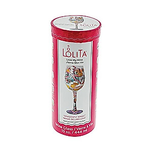 Enesco Designs by Lolita Dragonfly Magic Artisan Hand-Painted Wine Glass, 1 Count (Pack of 1), Multicolor