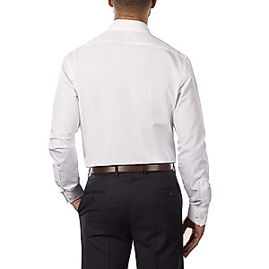 Van Heusen Men's Dress Shirt Fitted Poplin Solid, White, 17.5" Neck 34"-35" Sleeve