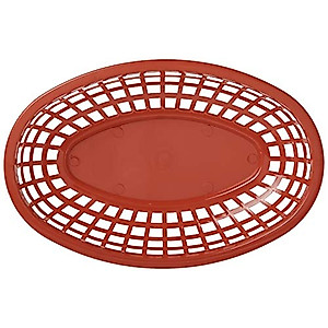 Tablecraft H1074RWB 6 Piece Classic Oval Plastic Baskets, Red/White and Blue