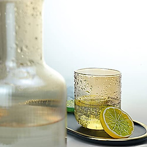 Sizikato 25 Oz Amber Glass Bedside Night Water Carafe with Tumbler Glass.