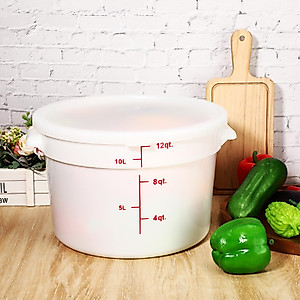 Hushee 4 Pcs Commercial Food Storage Containers Round PP Food Storage Containers with Lids for Pantry Translucent Plastic Tubs with Lids for Storage Food Safe Bucket with Scales and Handles (10 Quart)
