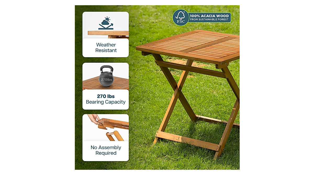 Idzo Heavy Duty Patio Bistro Set with Acacia Wood | Eco-Friendly ...
