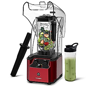 CRANDDI Commercial Quiet Blender, 2200 Watt Professional Countertop Blender with BPA-FREE 80oz Pitcher, Built-in Pulse & 15-speeds Control, Smoothie Blender for Commercial and Home 110V (Red)