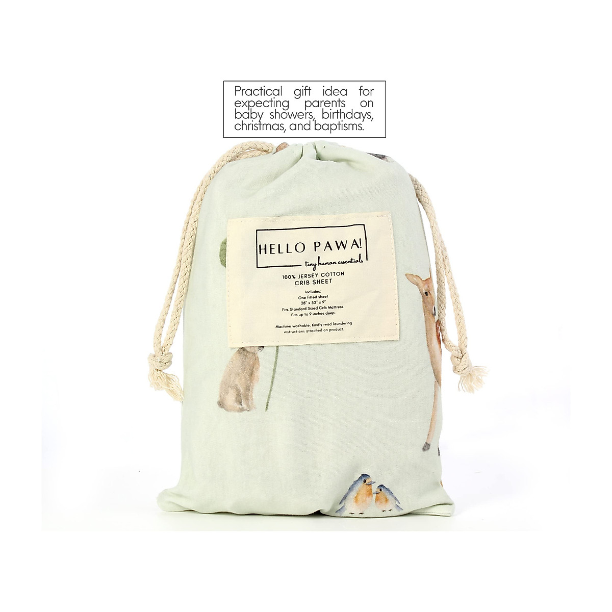 Hello Pawa! Standard Size Baby Mini Crib Sheets Animal Pattern Soft 100 Percent Cotton Fitted - Comfortable and Cozy Pack n Play Sheets for Girls, New Born Babies and Toddlers