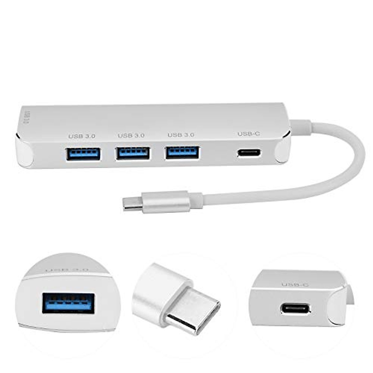 USBC Hub, Smart 4Port USB3.0 with PD Changer Converter USB Splitter Computer Accessories Supports OTG and PD 3.0 Fast Charging