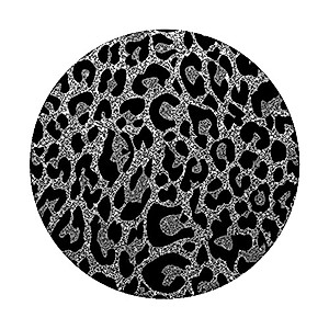 Black Silver Leopard Print PopSockets Swappable PopGrip