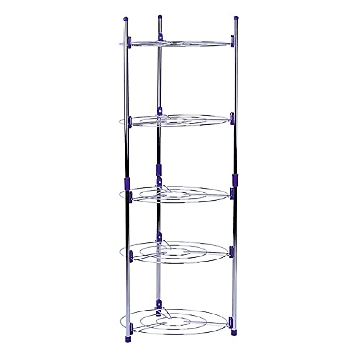 5 Tiers Pot Shelf, 101.5 x 35cm Silver Carbon Steel Home Kitchen Metal Wire Shelving Organizer Storage Rack Cookware Holder