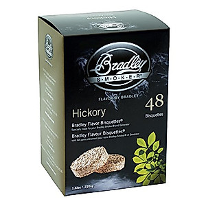 Bradley Smoker Bisquettes for Grilling and BBQ, Hickory Wood Blend, 48 Pack
