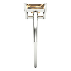 Clara Pucci 2.0 ct Emerald Cut Solitaire Brown Champagne Simulated Diamond Bridal Designer Anniversary Engagement Ring 14k White Gold