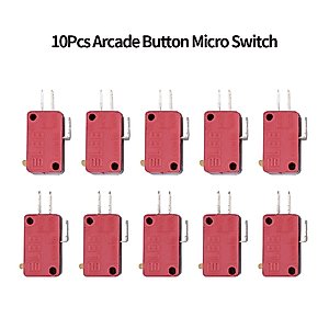 Walfront 3 Pins Push Button Micro Switch Replacement for Arcade Game,10Pcs Red, Collection